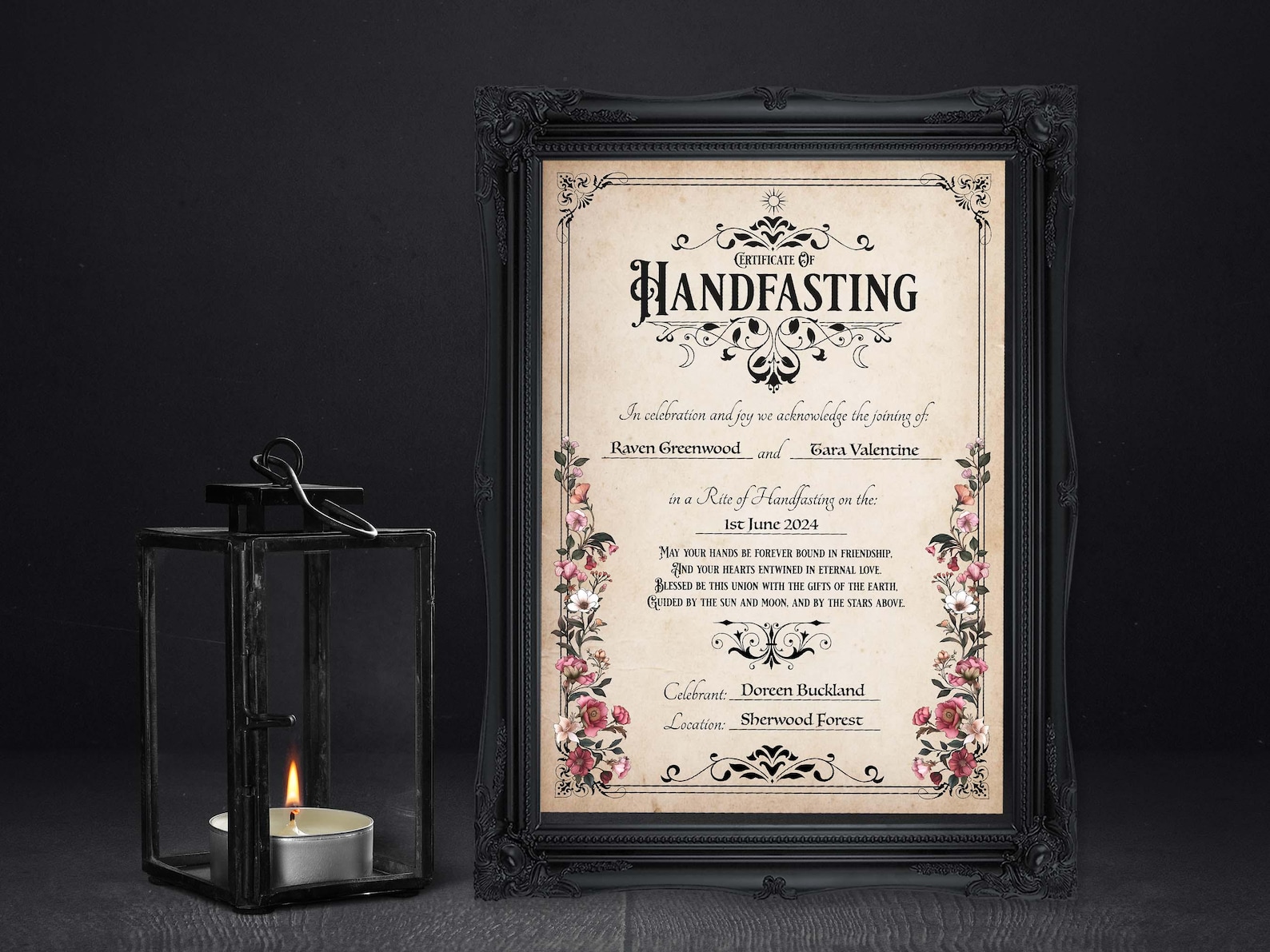 Handfasting Certificate, Pagan Wedding Certificate Printable. Wiccan ...