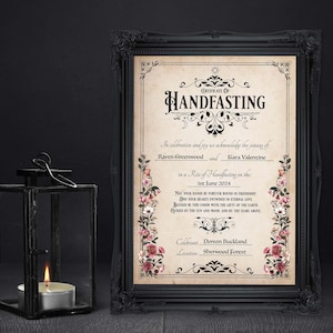 Handfasting Certificate, Pagan Wedding Certificate Printable. Wiccan ...