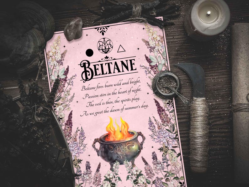Beltane Altar Art, Witch Wheel of the Year Altar Cards for Sabbat Decor ...