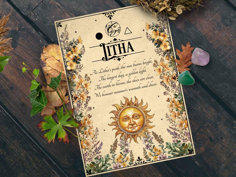 Litha Altar Art, Witch Wheel of the Year Altar Cards for Sabbat Decor ...