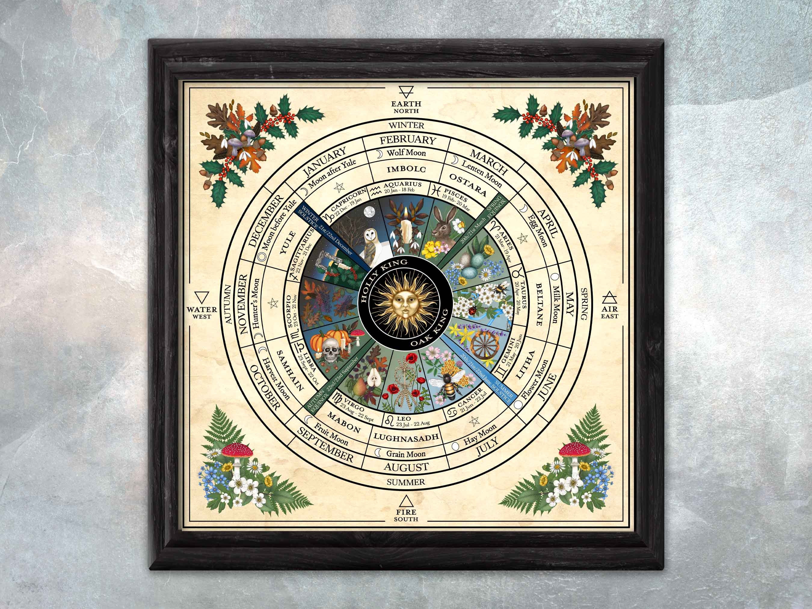 Pagan Wheel of the Year Poster Printable. Wicca Moon Calendar - Etsy UK
