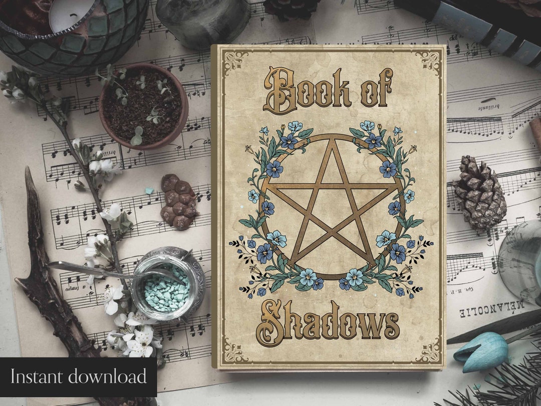 Book of Shadows Binder Cover Page, Printable Grimoire Title Page, Book ...