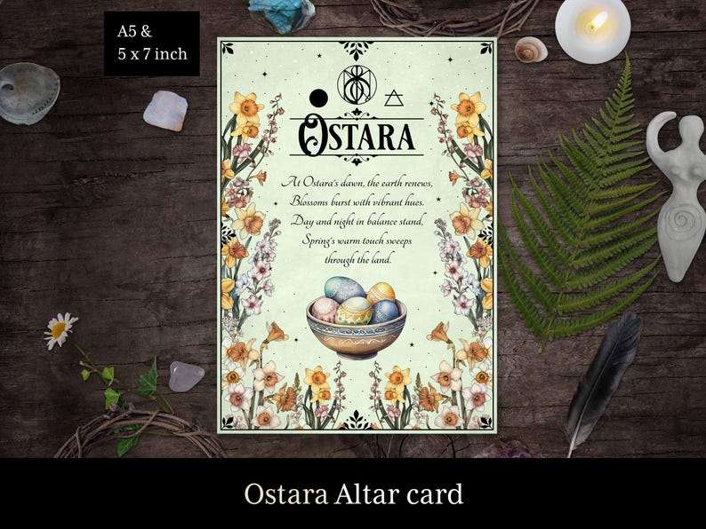 Ostara Altar Art, Witch Wheel of the Year Altar Cards for Sabbat Decor ...