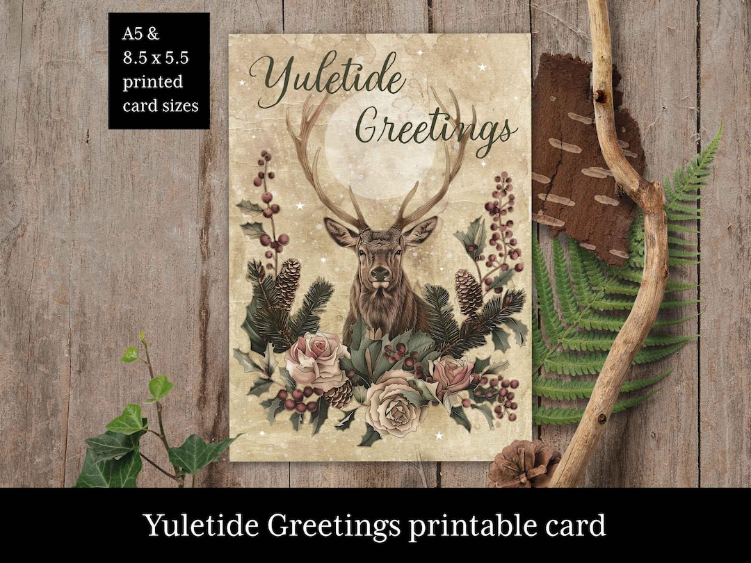 Yule Cards, Yuletide Printable Greeting Cards. Pagan Cards With Winter ...