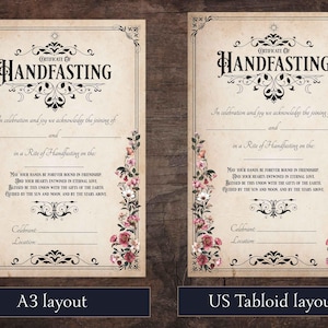 Handfasting Certificate, Pagan Wedding Certificate Printable. Wiccan ...