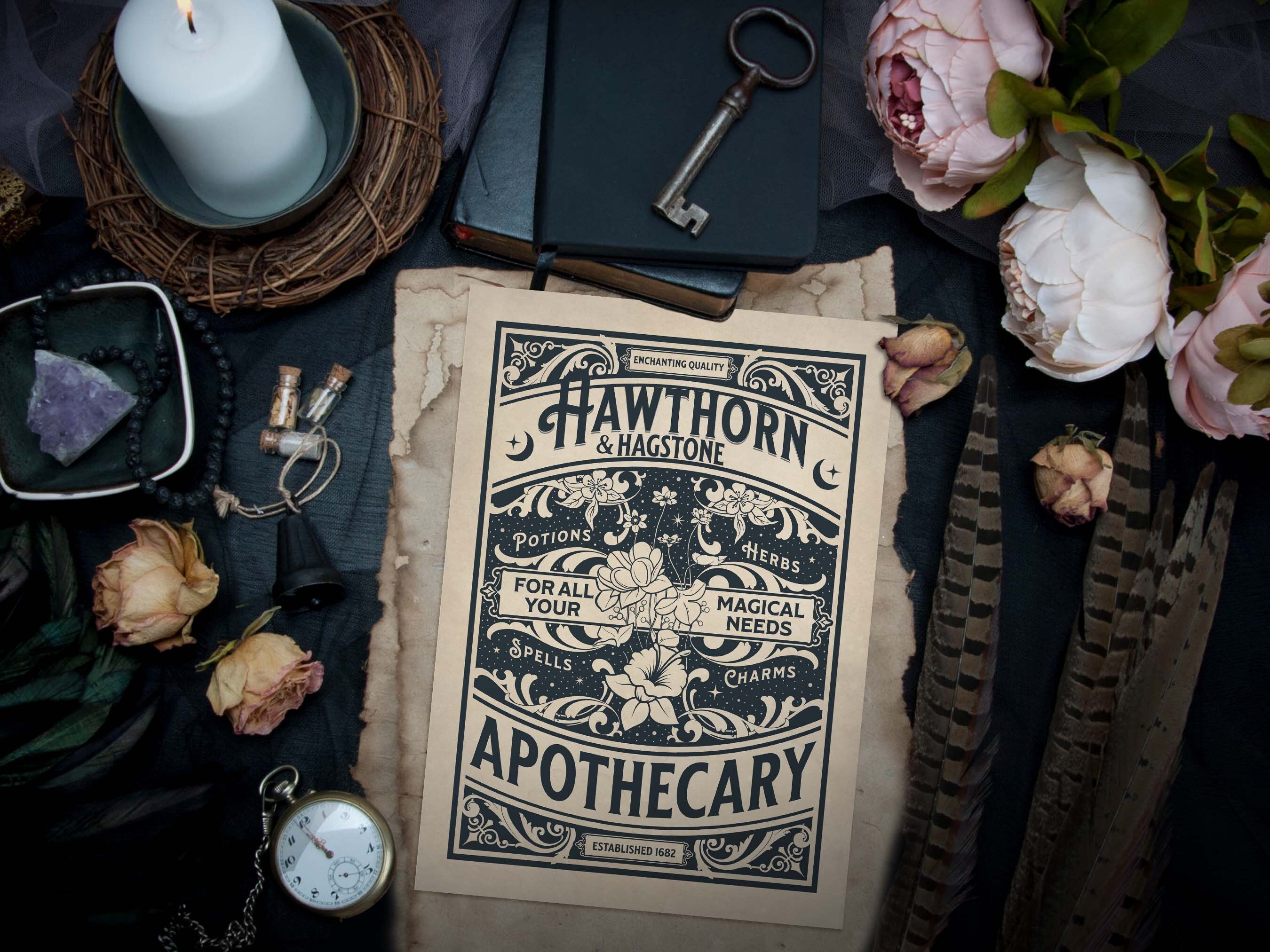 Apothecary Sign Hawthorn & Hagstone Vintage Style Printable. - Etsy