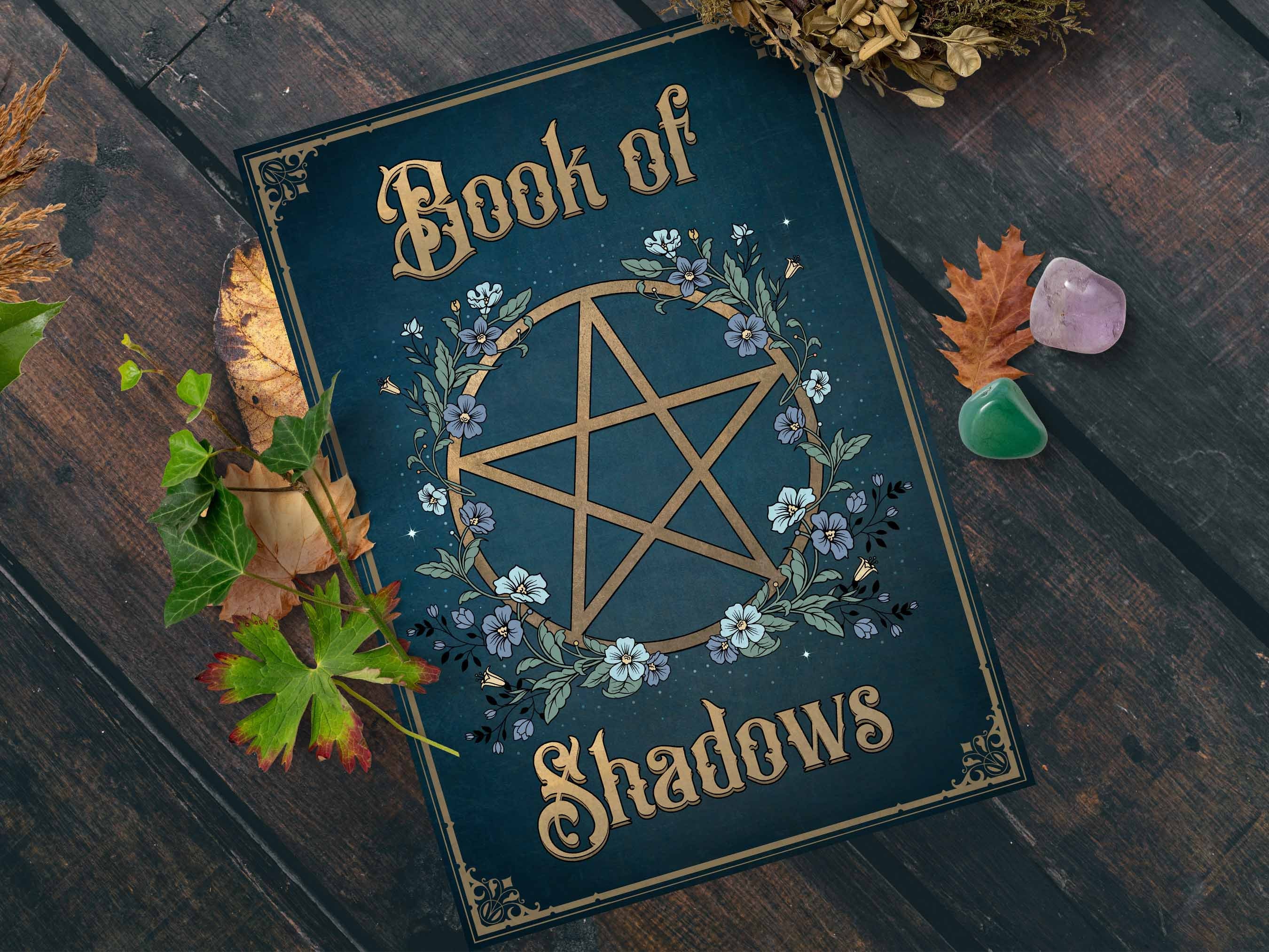 Book of Shadows Binder Cover Page, Printable Grimoire Title Page, Book ...