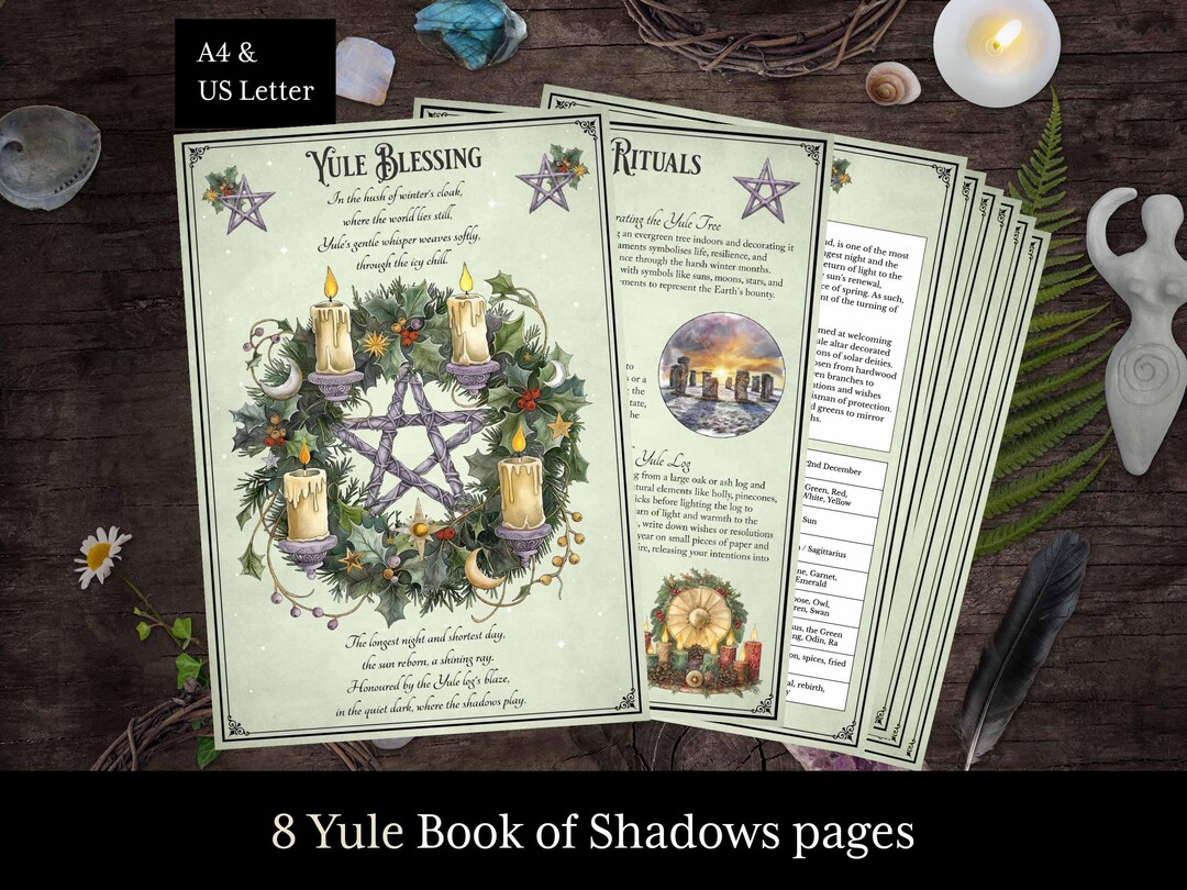 8 Yule Book of Shadows Pages, Rituals, Correspondences & Blank ...