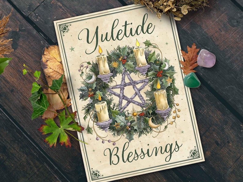 Yule Cards, Yuletide Blessings Printable Greeting Cards. Pagan Cards ...