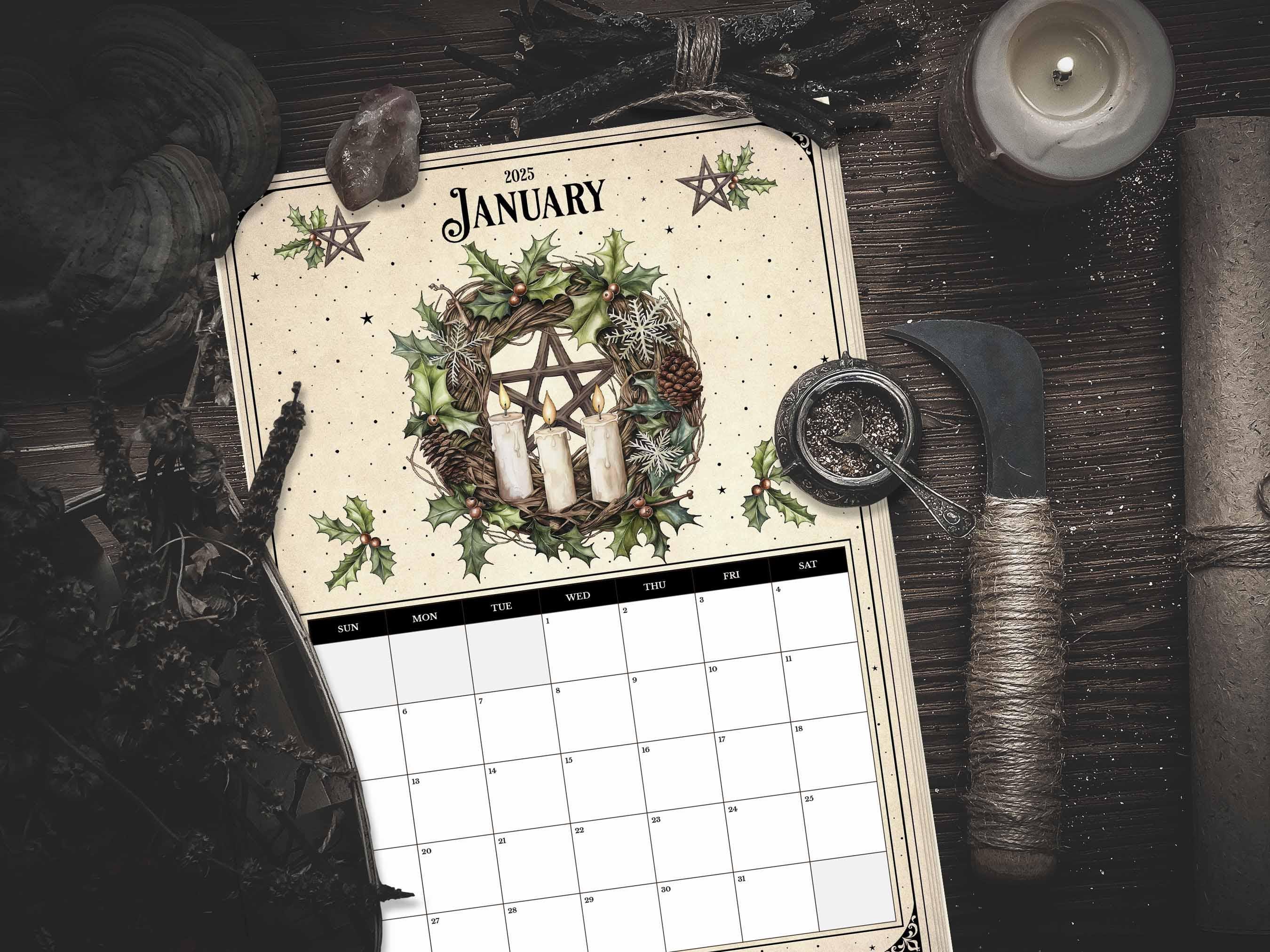 2025 Witchy Planner Printable Calendar. Blank Monthly Wall Calendar. A3 ...