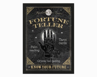 Lady Le Chat Fortune Teller Printable, Vintage Style Palm Reading Sign ...