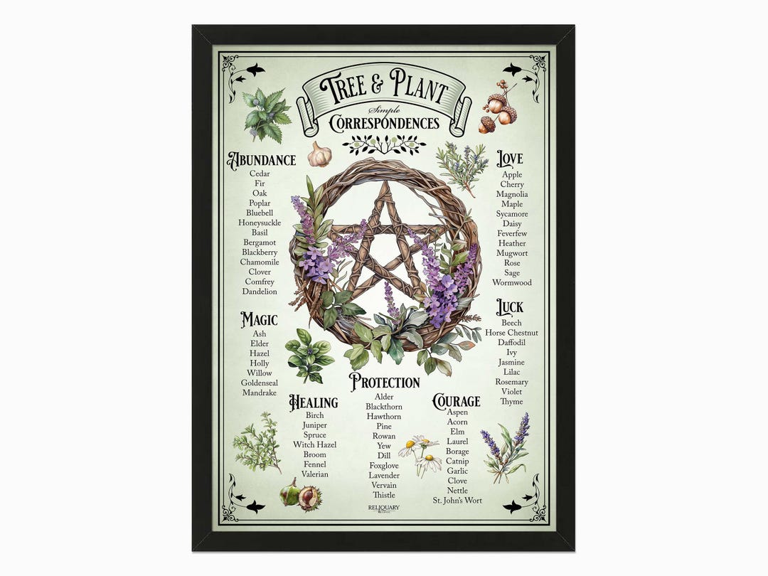 Tree and Plant Correspondences, Green Witch Wall Art Witchy Decor. for ...