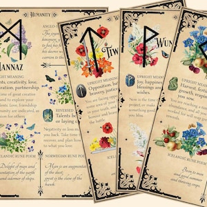 24 Rune Book of Shadows Printable Pages A4, Grimoire Pages, Witchcraft ...