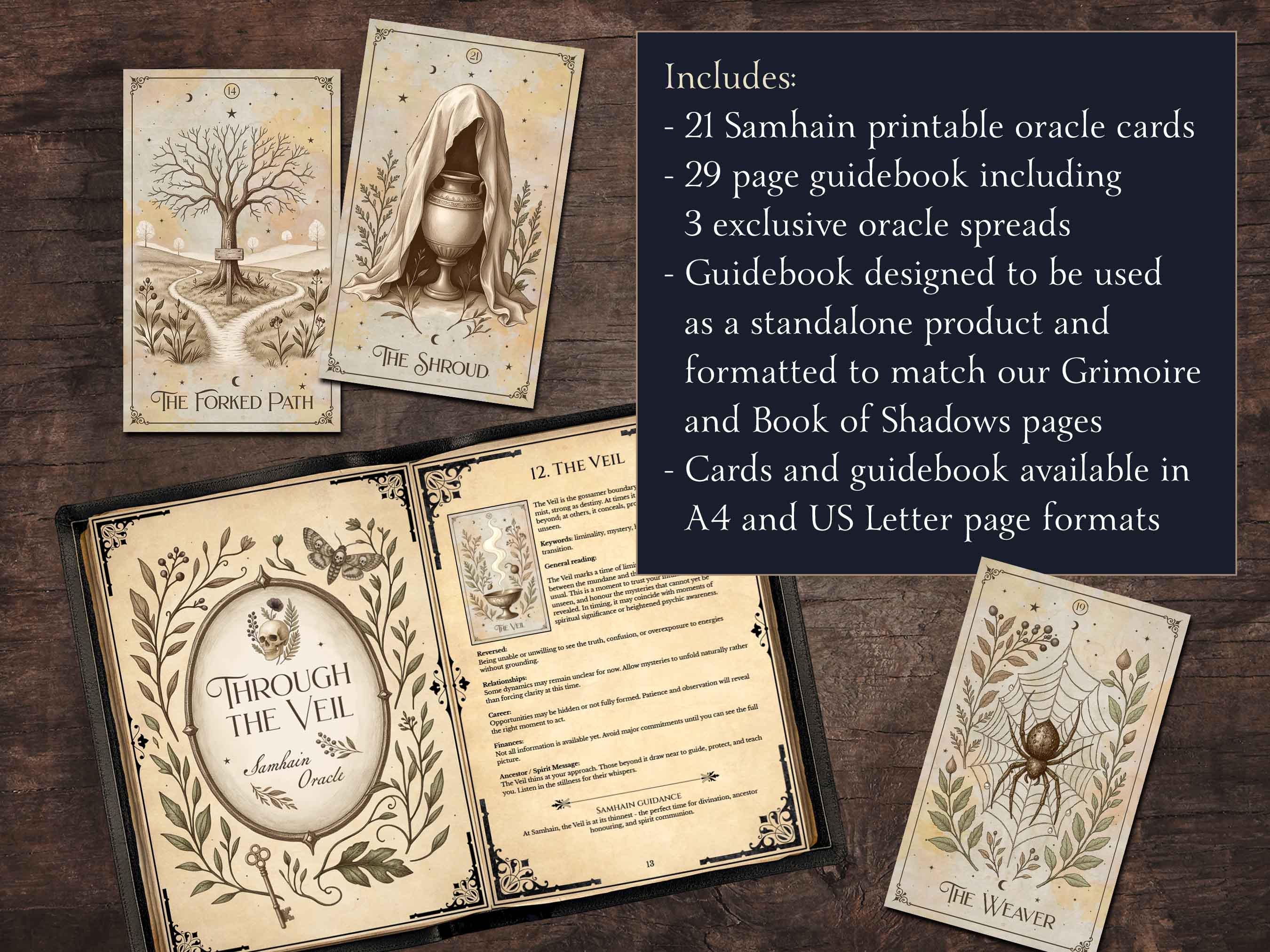 Samhain Oracle Deck Printable – 21 Witchcraft Cards + Illustrated ...