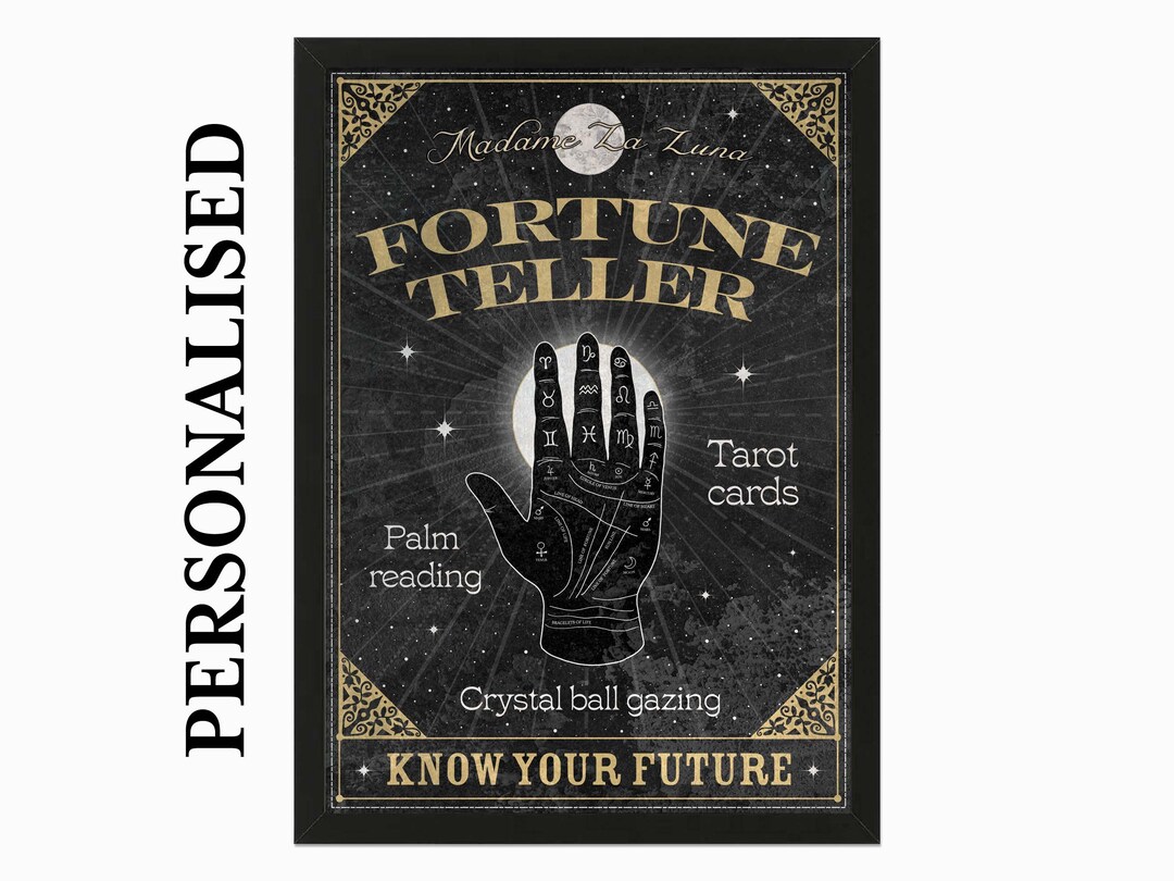 Personalised Fortune Teller Printable, Vintage Style Palm Reading Sign ...
