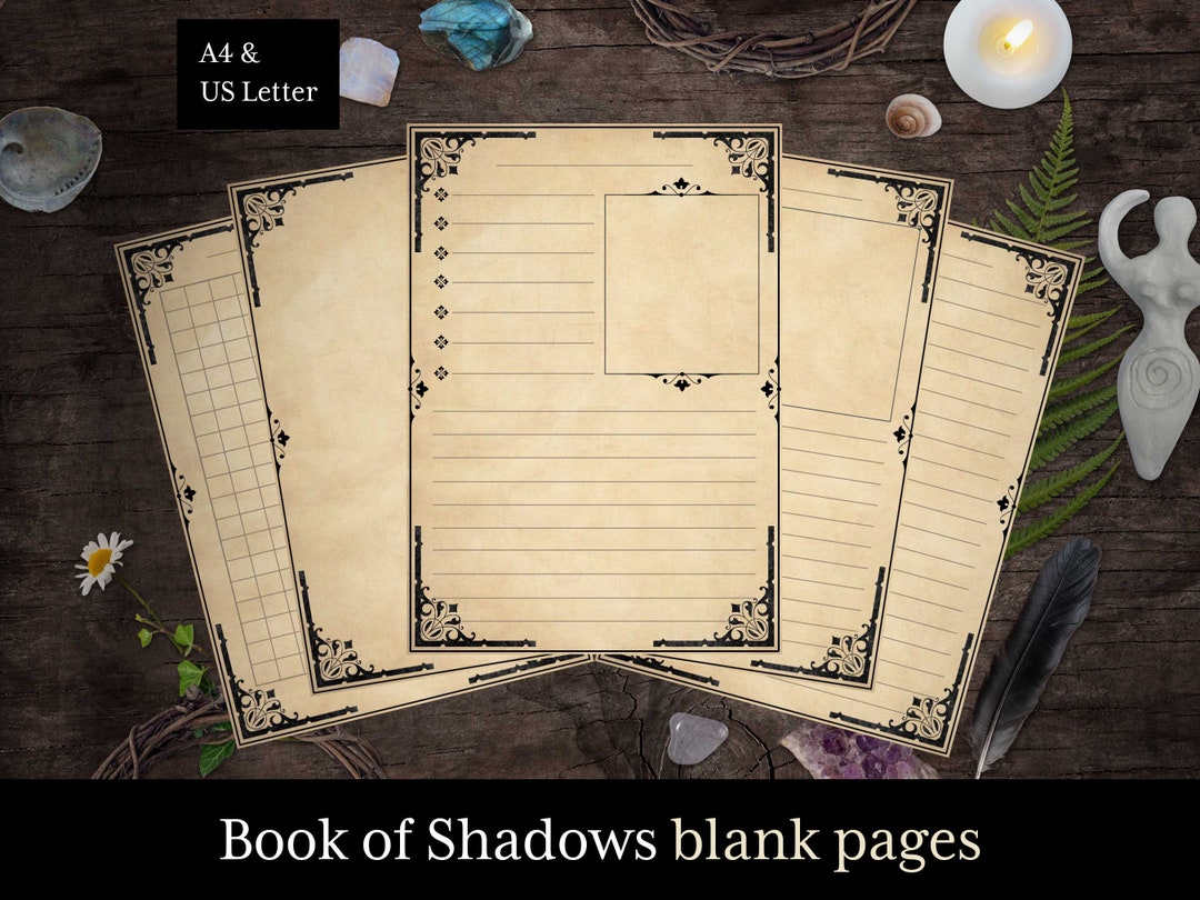 5 Book of Shadows Blank Pages, Printable Spell Pages, Grimoire Pages ...