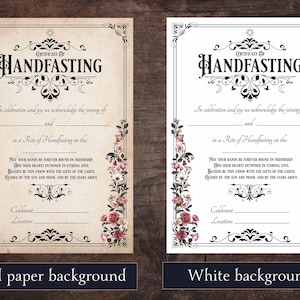 Handfasting Certificate, Pagan Wedding Certificate Printable. Wiccan ...