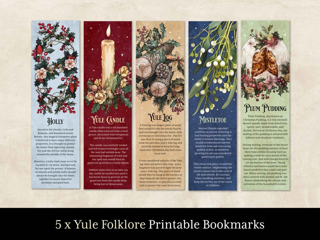 Yule Printable Bookmarks Set. British Folklore Mythology Witch Junk ...