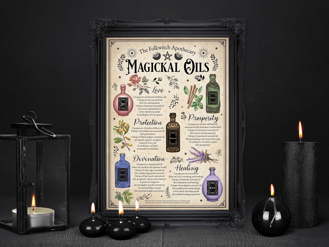 Magickal Oils Apothecary Sign, Folk Witch Wall Art for Witchy Decor ...