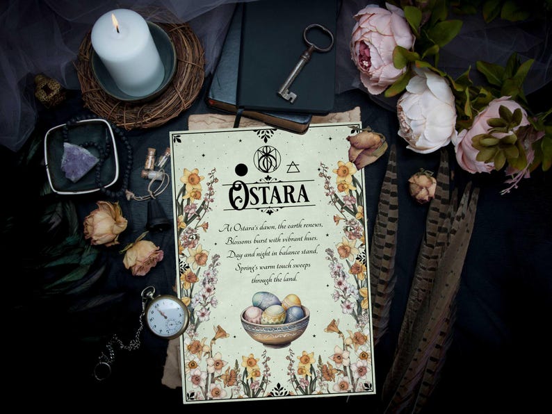 Ostara Altar Art, Witch Wheel of the Year Altar Cards for Sabbat Decor ...