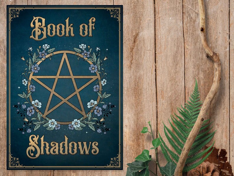 Book of Shadows Binder Cover Page, Printable Grimoire Title Page, Book ...