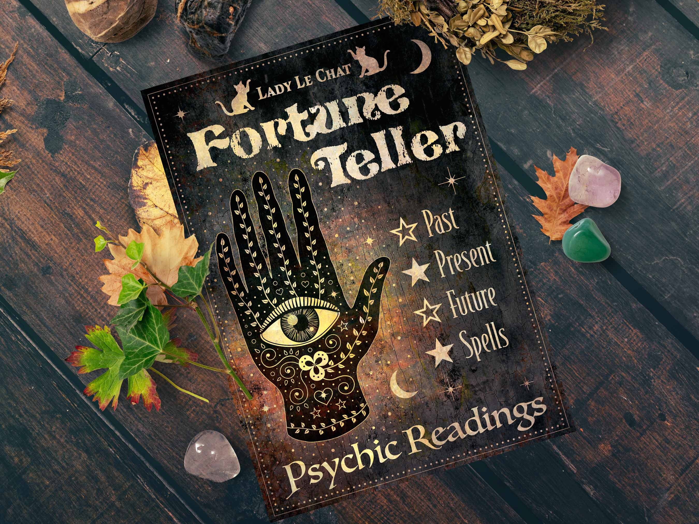 Lady Le Chat Fortune Teller Printable, Vintage Style Palm Reading Sign ...