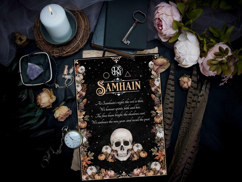 Samhain Altar Art, Witch Wheel of the Year Altar Cards for Sabbat Decor ...