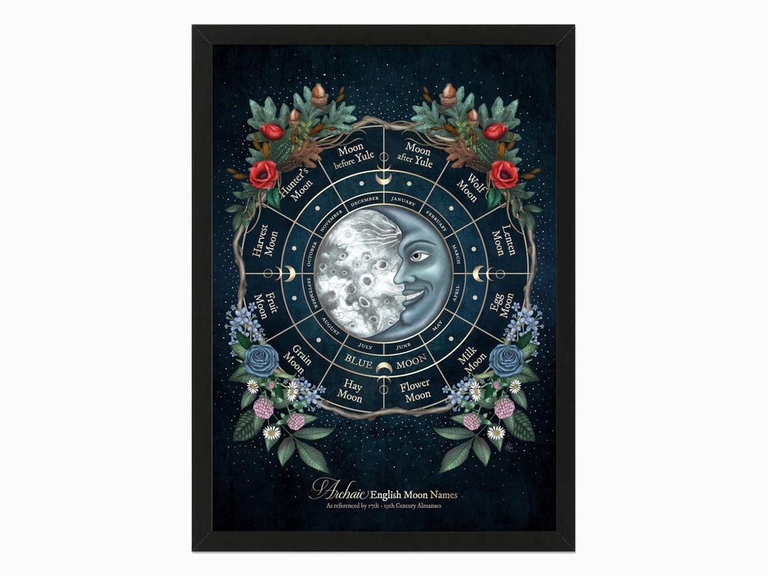 Moon Calendar Printable Art | Old English Moon Names | Witch Calendar ...