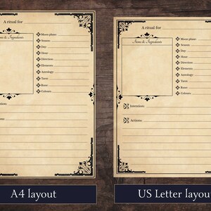 2 Book of Shadows Ritual Pages, Blank Printable Pages, Grimoire Pages ...