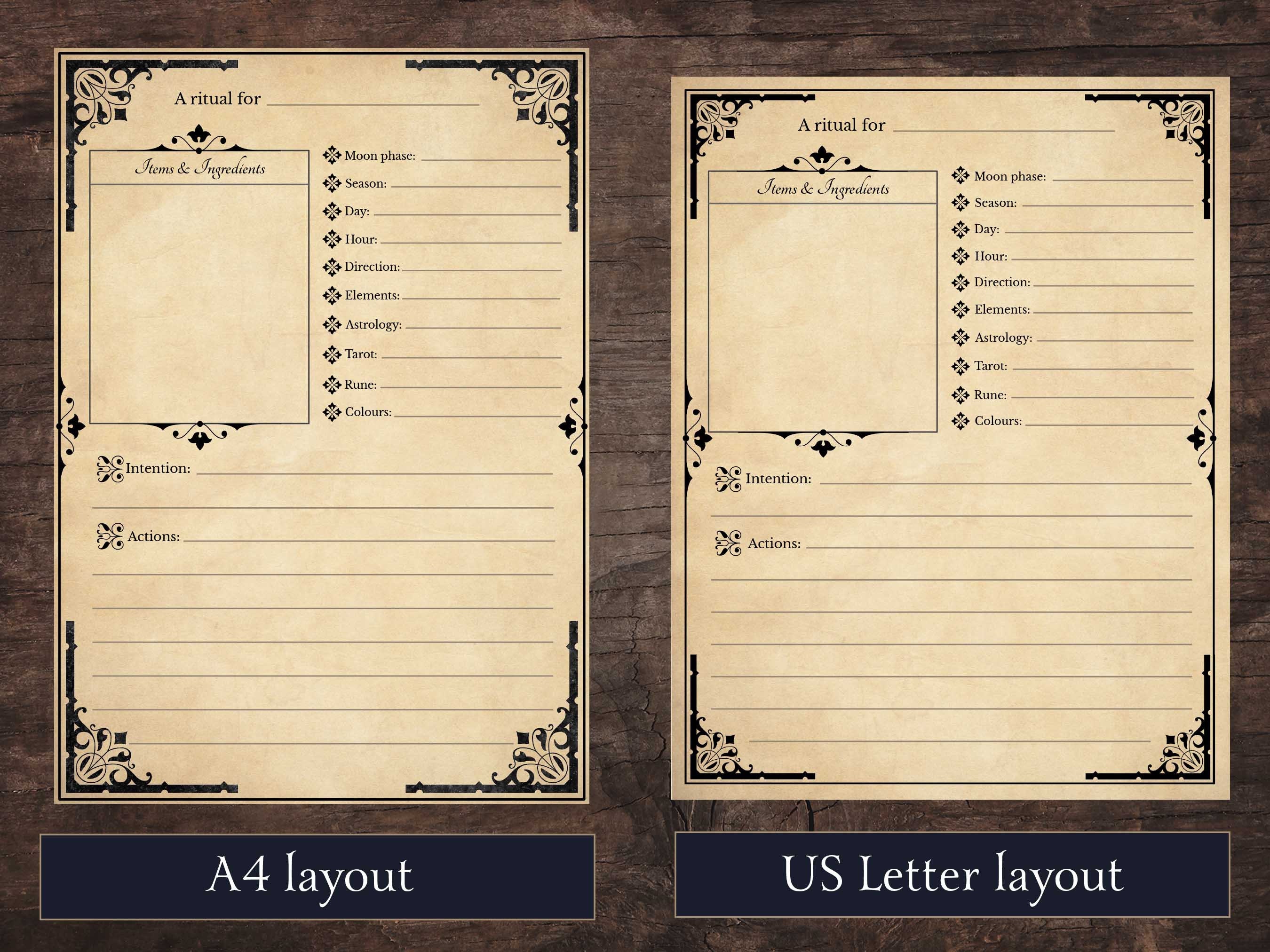 Book of Shadows Ritual Pages, Blank Printable Pages, Grimoire Pages ...