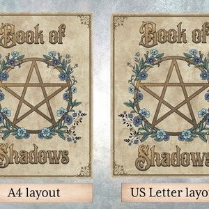Book of Shadows Binder Cover Page, Printable Grimoire Title Page, Book ...