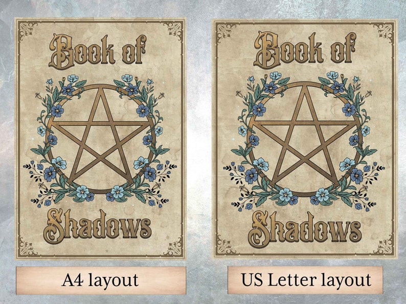 Book of Shadows Binder Cover Page, Printable Grimoire Title Page, Book ...