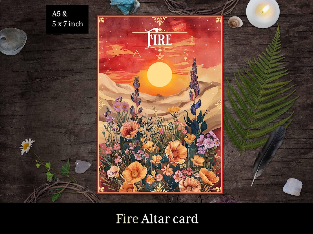 Fire Altar Art, Witchcraft Altar Cards for Circle Casting Call the ...
