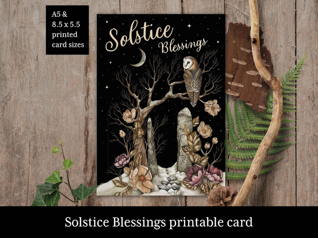 Winter Solstice Blessings Yule Cards, Yuletide Printable Greeting Cards. Pagan Cards, Winter ...