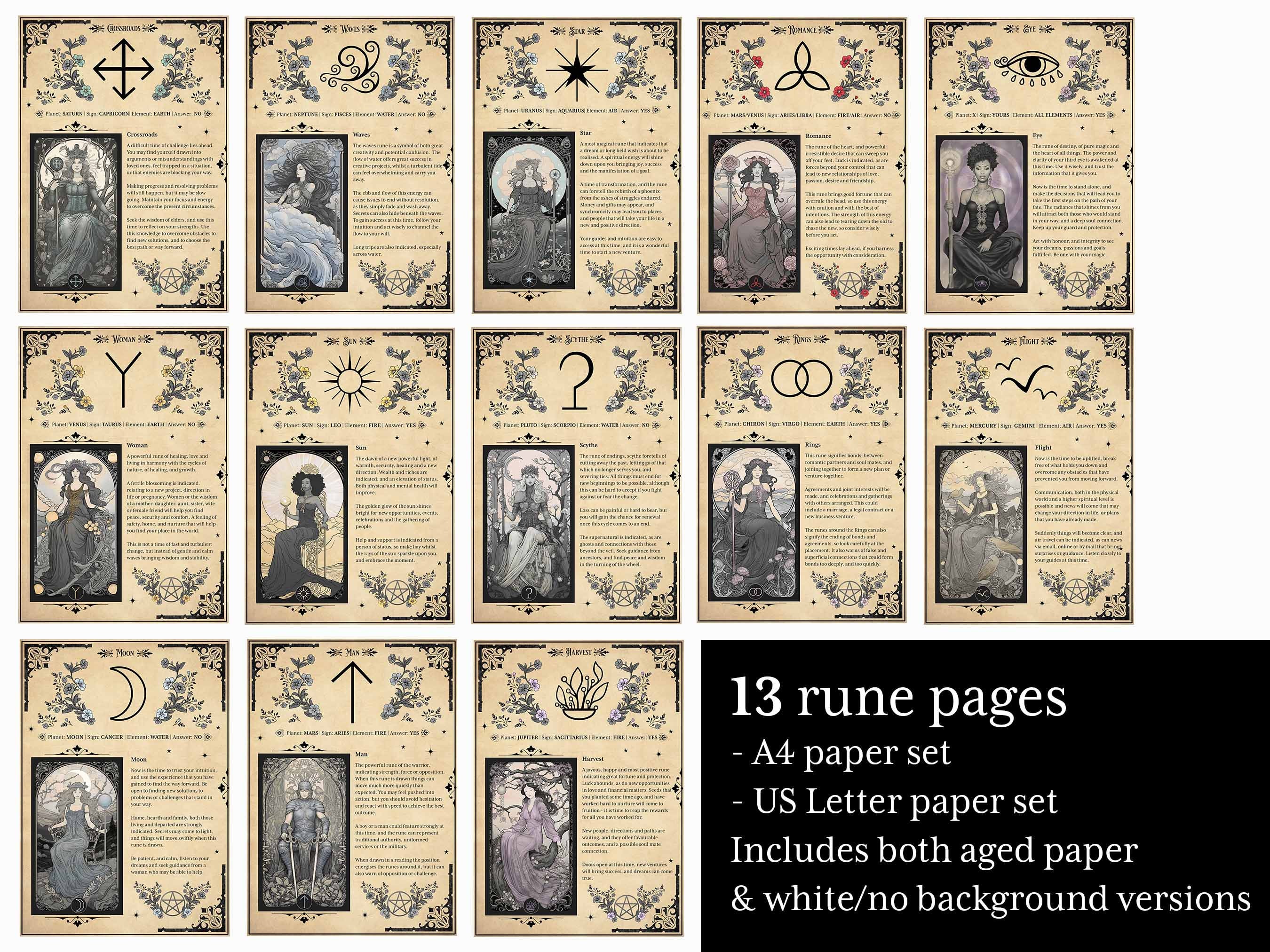 13 Witches Runes Book of Shadows Printable Pages, Grimoire Pages ...