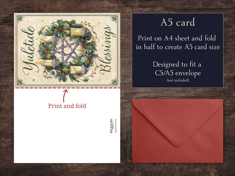 Yule Cards, Yuletide Blessings Printable Greeting Cards. Pagan Cards for Winter Solstice. Winter ...