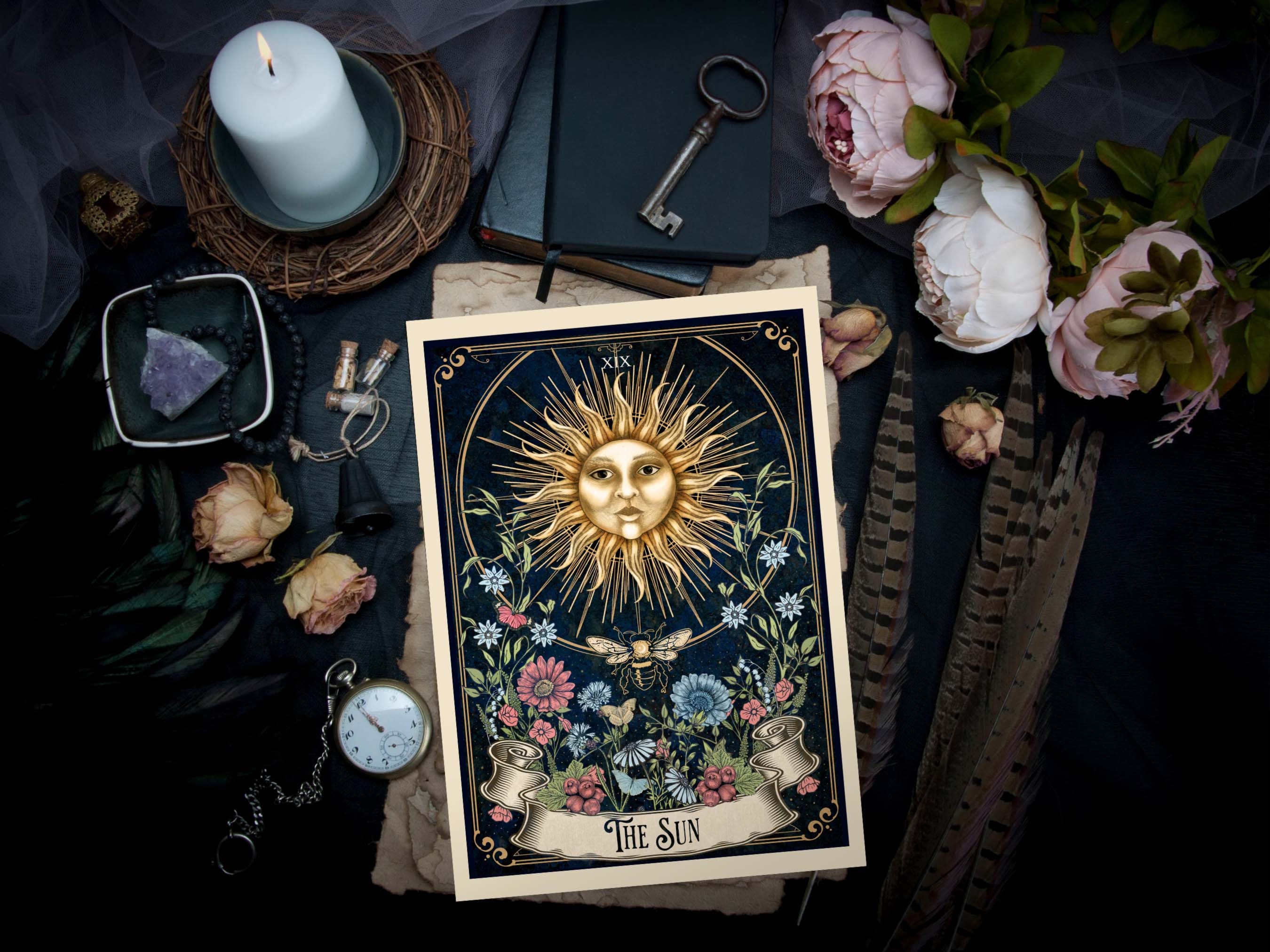 The Sun Tarot Poster, Printable Tarot Tapestry Style for Tarot Journal ...