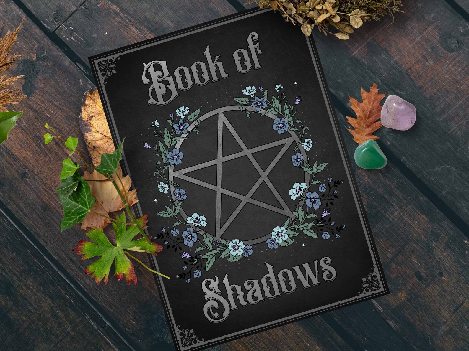 Book of Shadows Binder Cover Page, Printable Grimoire Title Page, Book ...