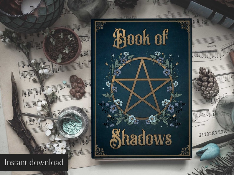 Book of Shadows Binder Cover Page, Printable Grimoire Title Page, Book ...