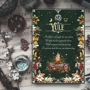 Yule Altar Art, Witch Wheel of the Year Altar Cards for Sabbat Decor ...