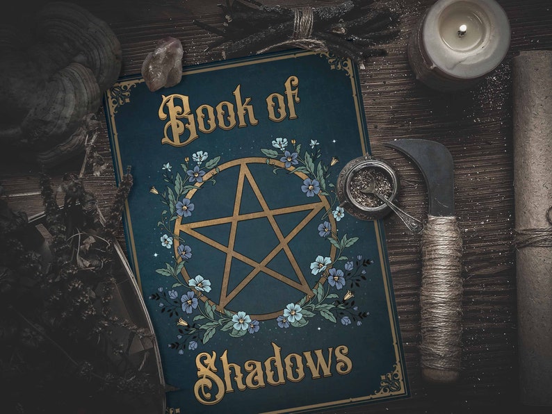 Book of Shadows Binder Cover Page, Printable Grimoire Title Page, Book ...