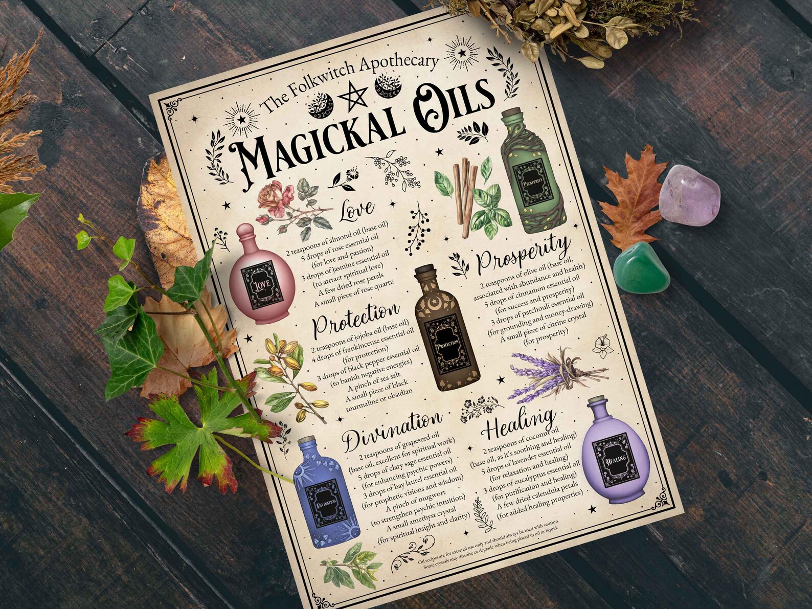 Magickal Oils Apothecary Sign, Folk Witch Wall Art for Witchy Decor ...