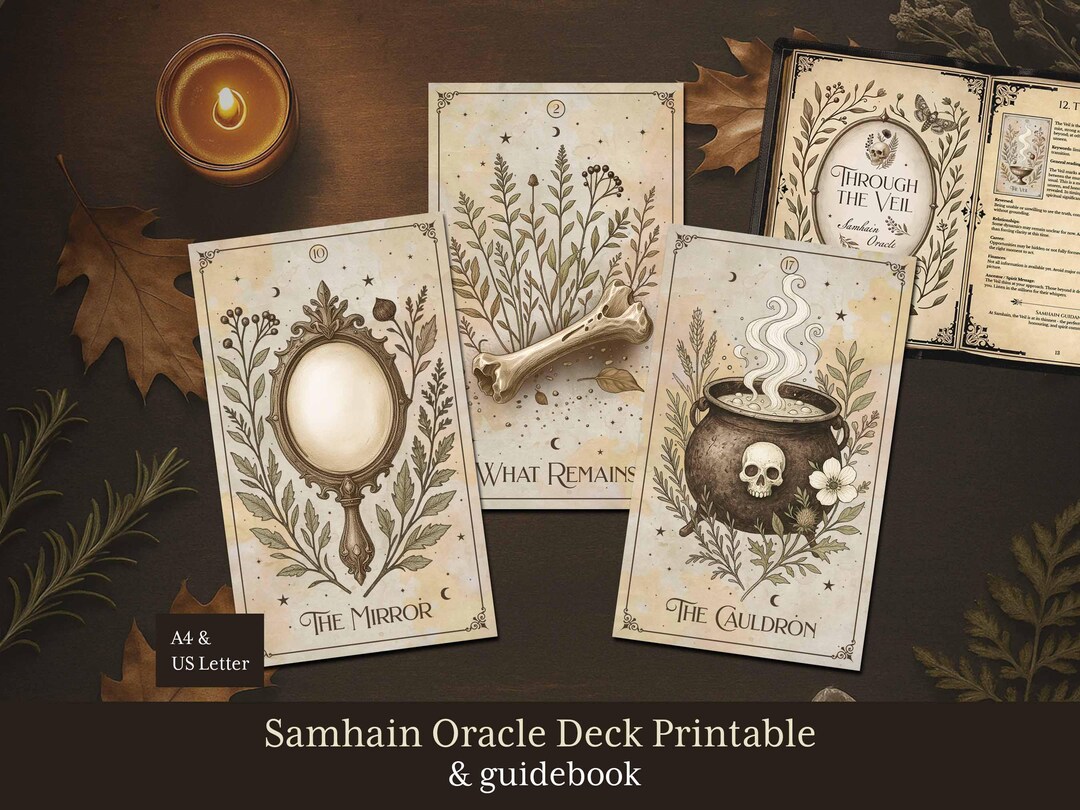 Samhain Oracle Deck Printable – 21 Witchcraft Cards + Illustrated ...