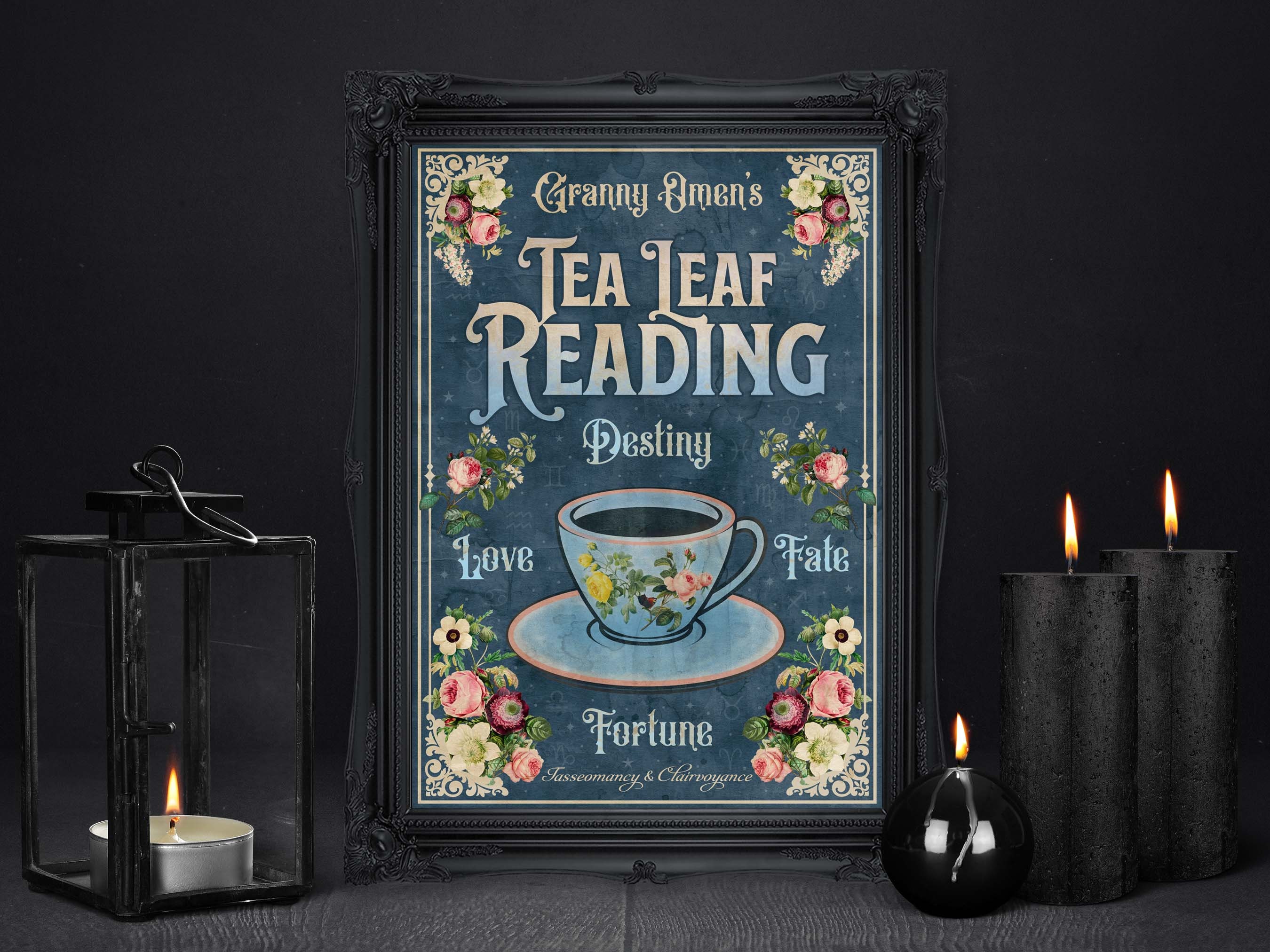 Tea Leaf Reading Divination, Vintage Fortune Teller Sign, Tasseography ...