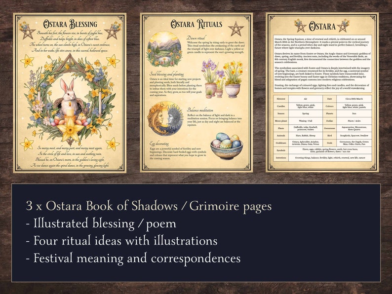 8 Ostara Book of Shadows Pages With Ostara Rituals, Correspondences ...
