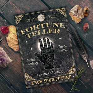Personalised Fortune Teller Printable, Vintage Style Palm Reading Sign ...