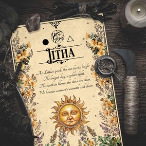 Litha Altar Art, Witch Wheel of the Year Altar Cards for Sabbat Decor ...
