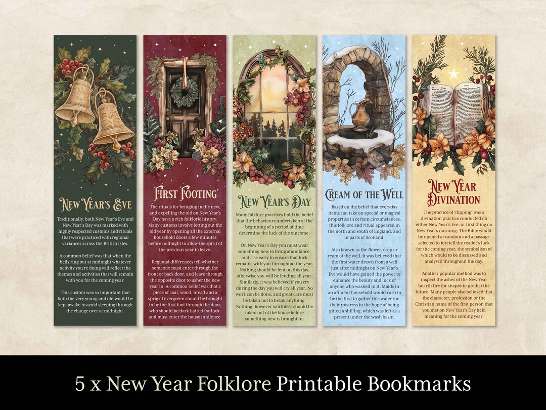 New Year Printable Bookmarks Set. British Folklore Mythology Witch Junk ...