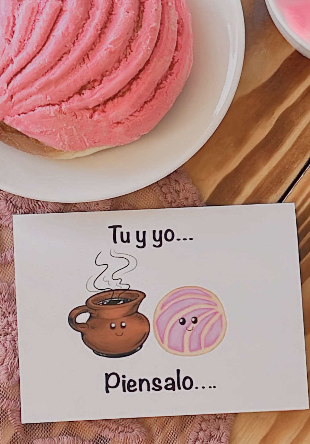 Tu Y Yo Piensalo Pan Dulce Concha Cafe Cute Card Tarjeta Mexican ...