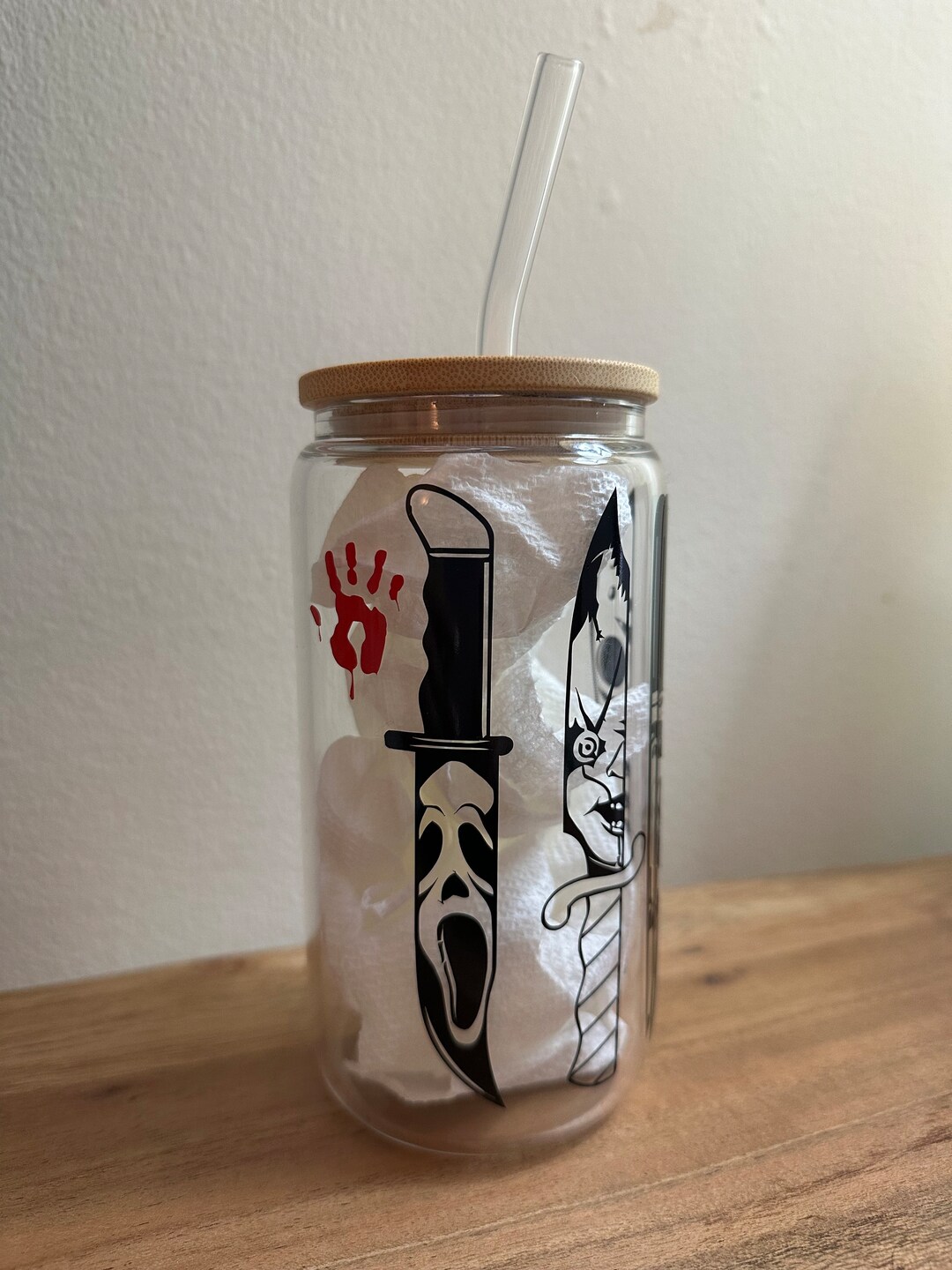 Halloween Horror Themed Glass 16 Oz Beer Cup Halloween - Etsy
